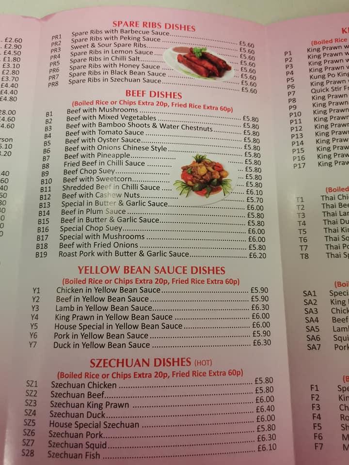 Menu at Golden Choi's fast food, Hartlepool