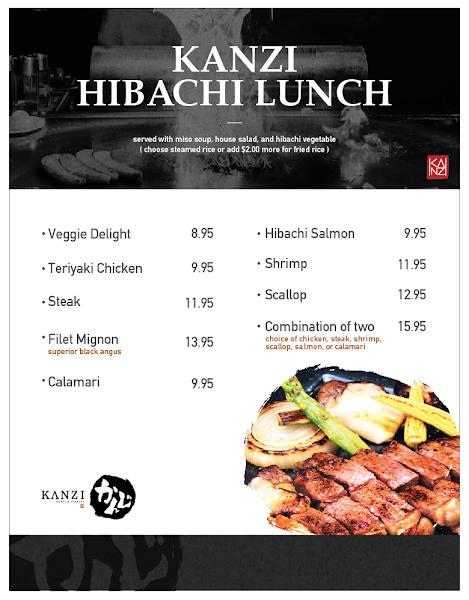 Menu at KANZI Sushi & Hibachi Restaurant, Lewisville