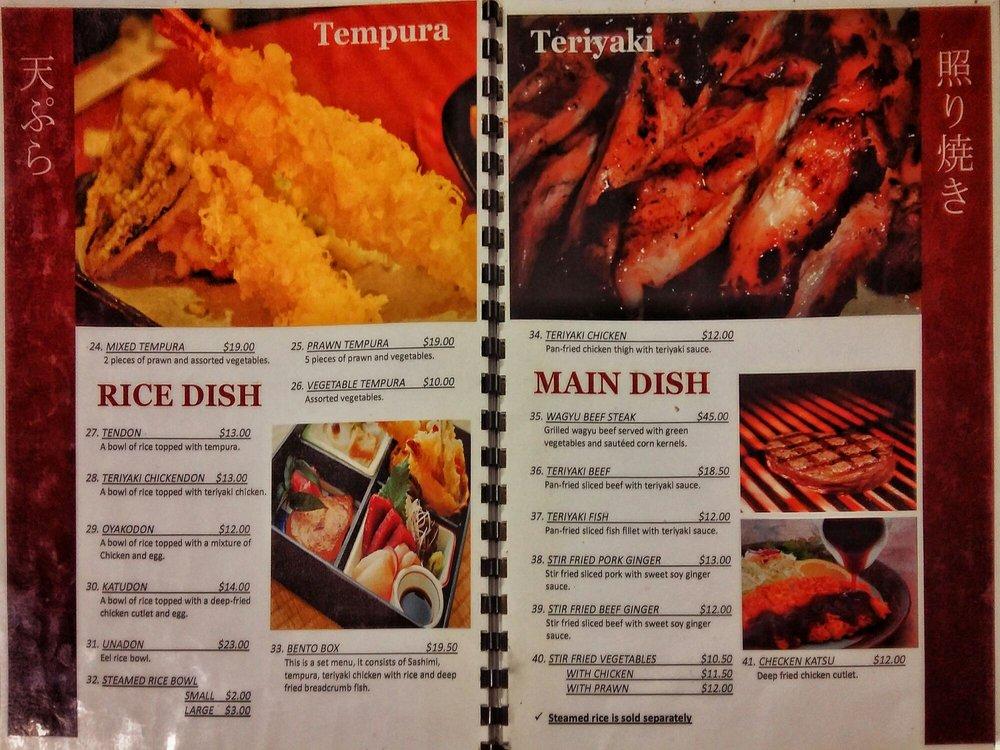 Menu at Sapporo restaurant, Carlisle