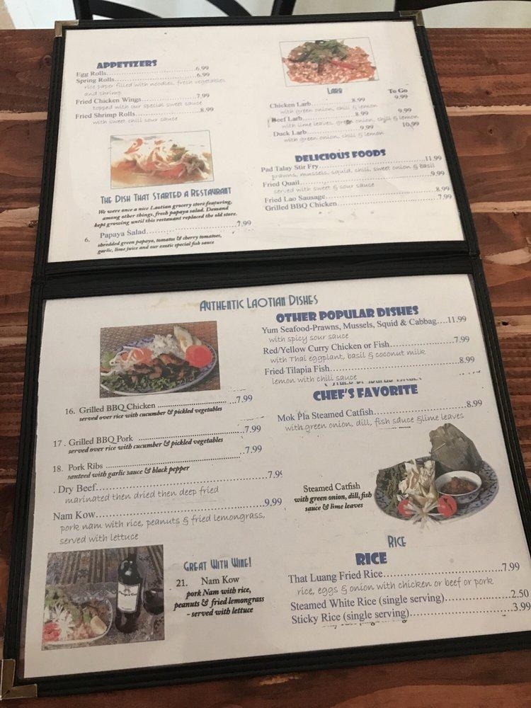 Menu at That Luang Kitchen Lao Cuisine restaurant, San Pablo