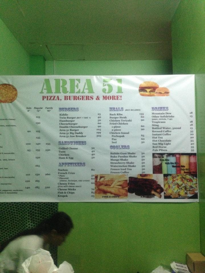 Menu at Area 51 Pizza, Burger & More - Escalante pizzeria, Escalante City