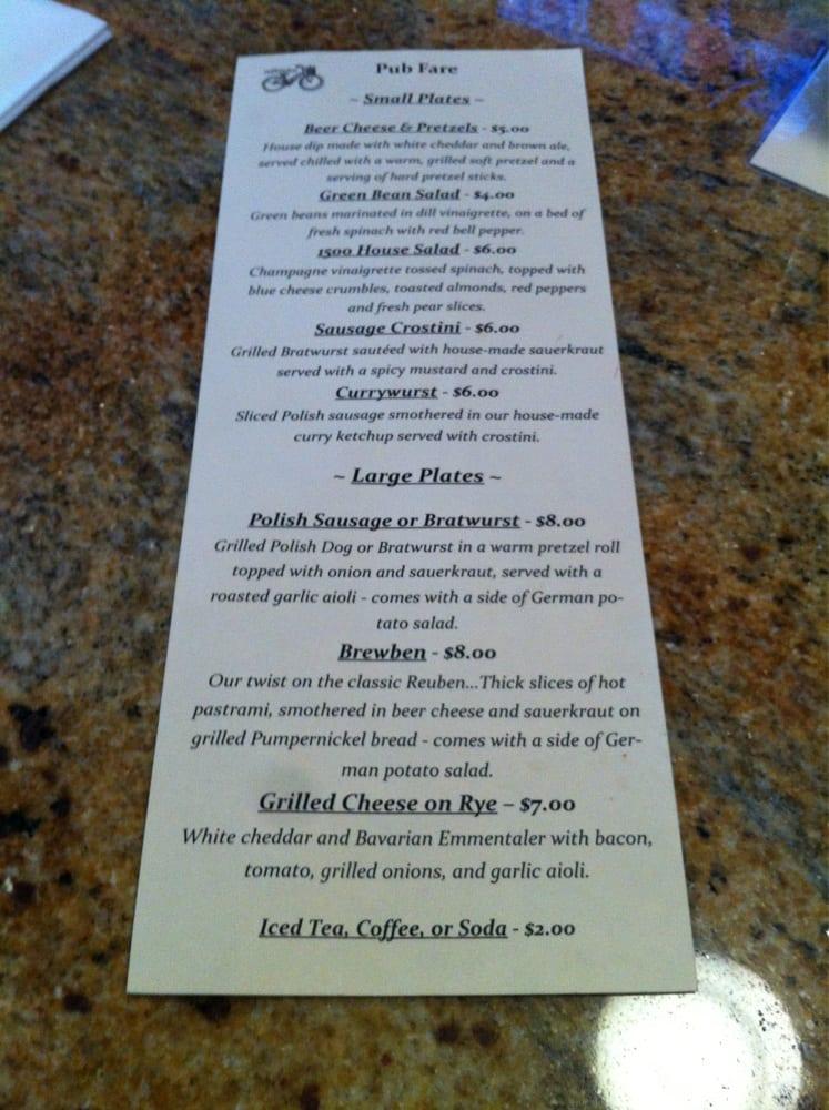Menu at The Handle Bar, Chico