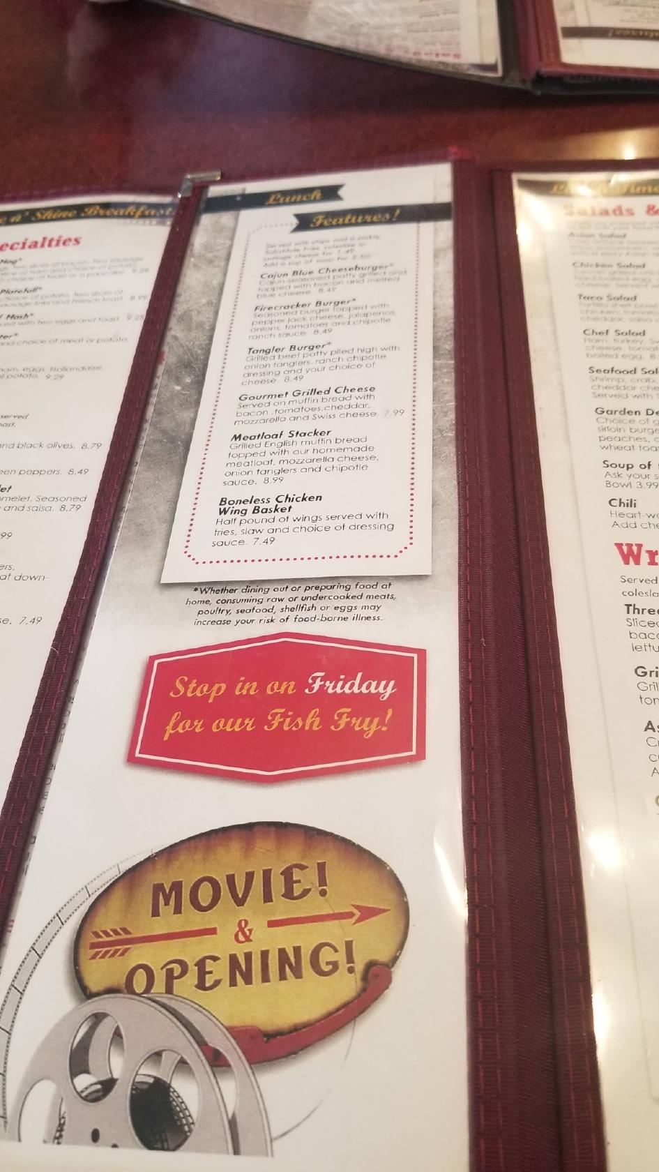 Menu at Papillon's Restaurant, Rhinelander