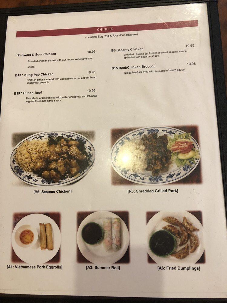 Menu at Pho Da Cao restaurant, Tulsa