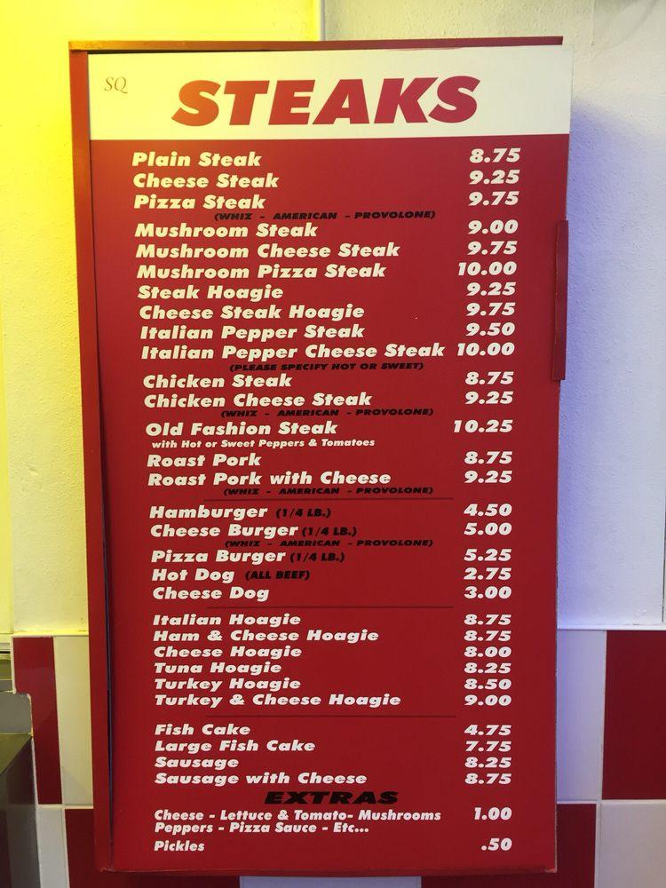 Menu at SQ Philip's Steaks steakhouse, Philadelphia