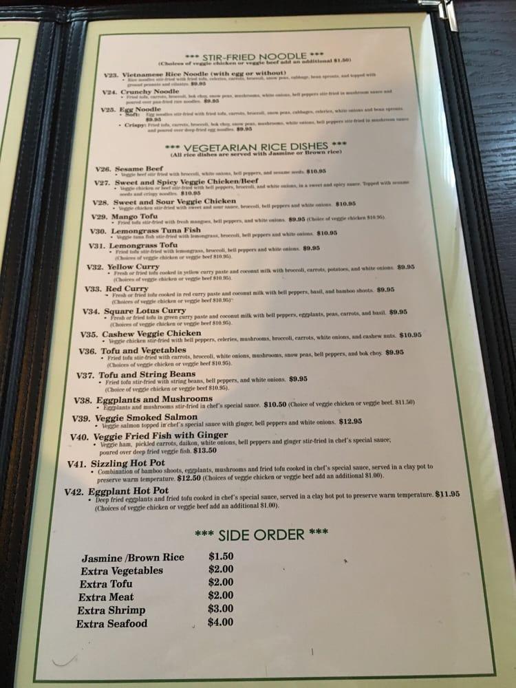 Menu at Square Lotus restaurant, Bellevue