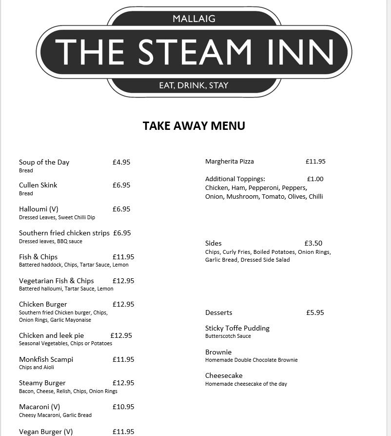 Menu at Central House pub & bar, Mallaig