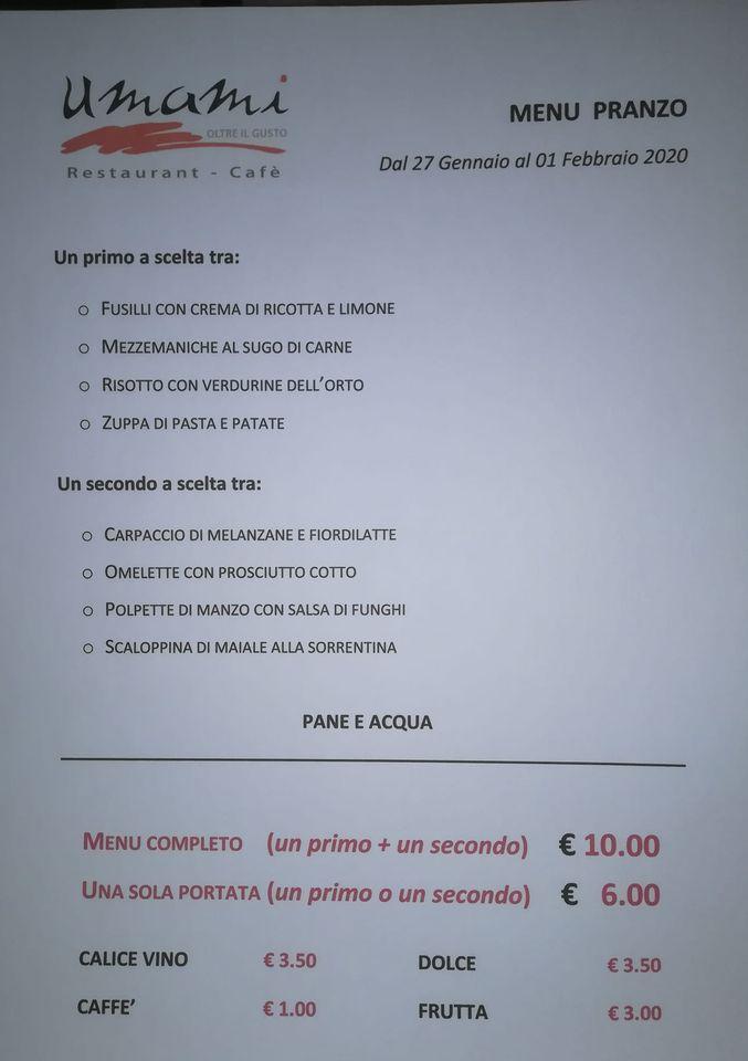 Menu au Umami Restaurant Cafè, Avezzano