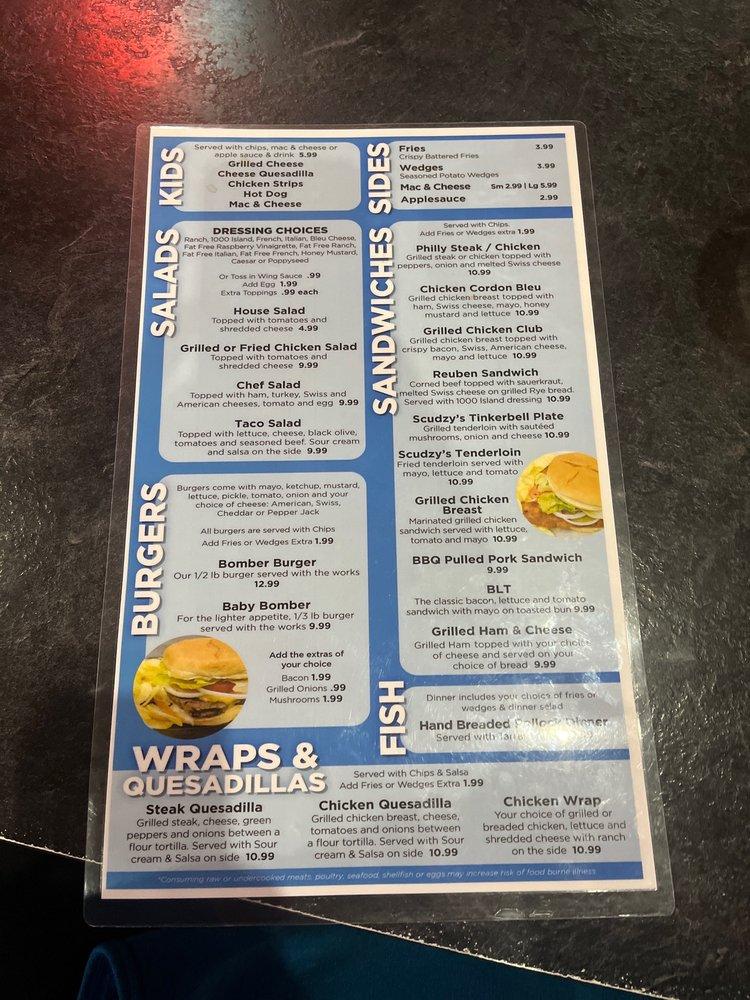 Menu at Wingers pub & bar, Sidney, W Michigan St
