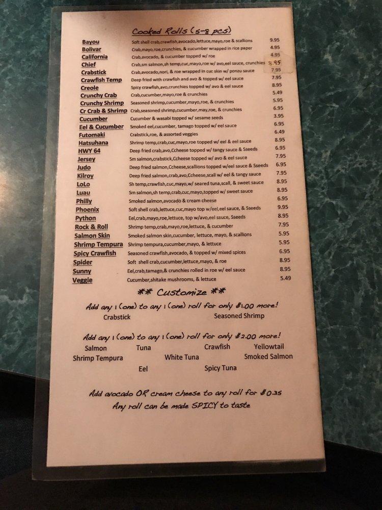 Menu at Hatsuhana Express restaurant, Bolivar