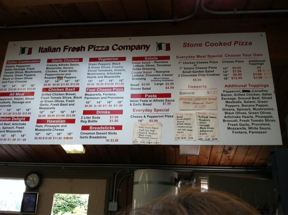 Menu at Italian Fresh Pizza pizzeria, Black Diamond