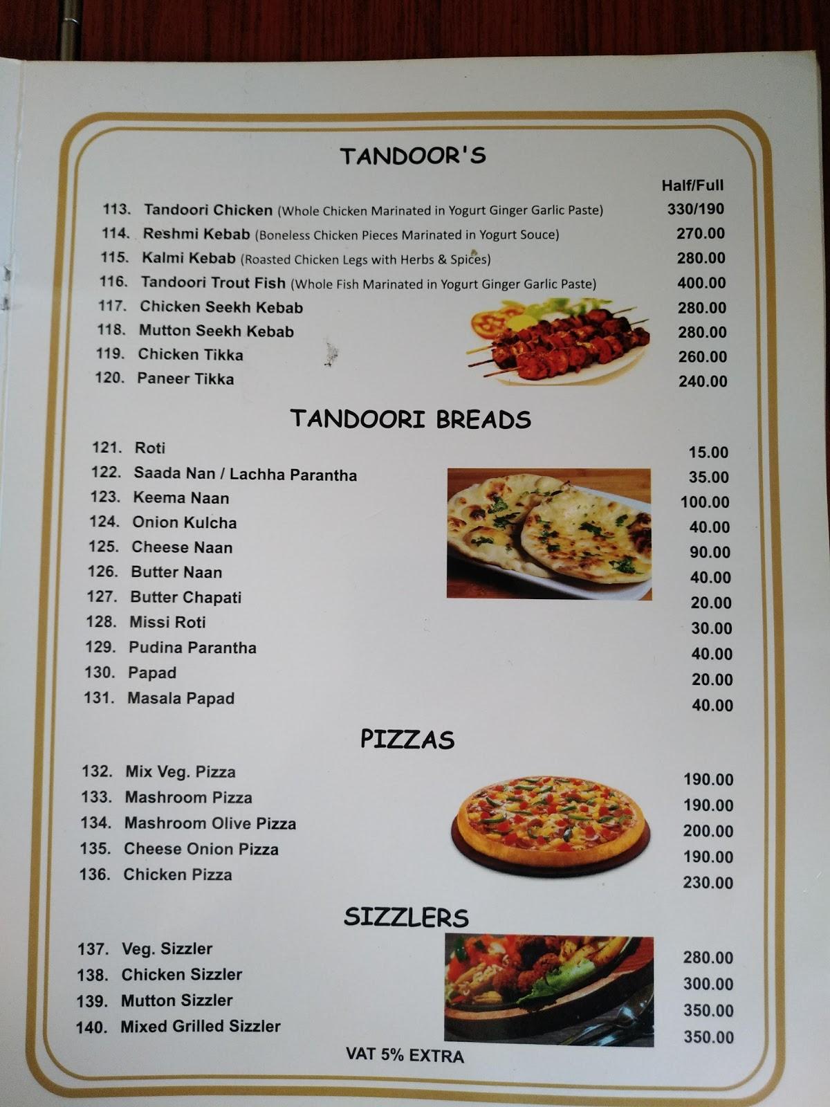 Menu at Mayur Restaurant, Manali