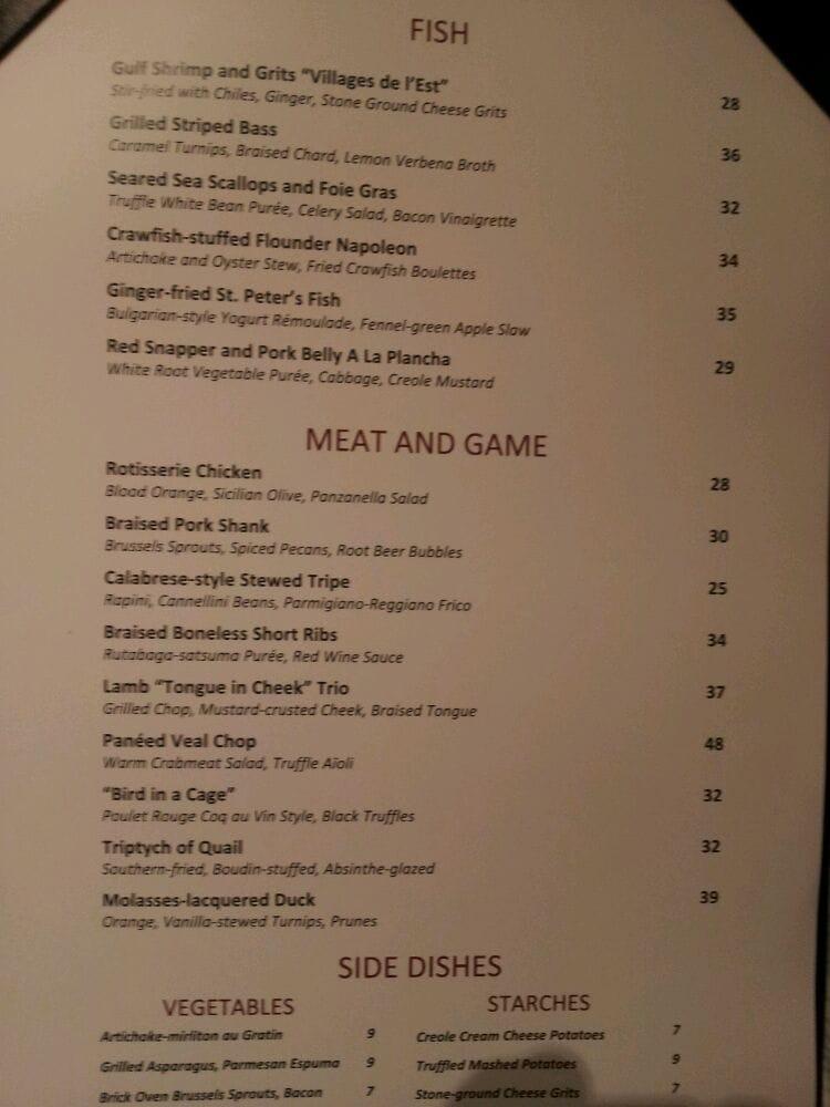 Menu at Restaurant R'evolution, New Orleans