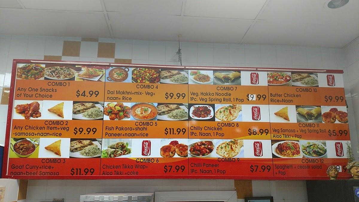 Menu at Aroma East Indian Cuisine restaurant, Edmonton