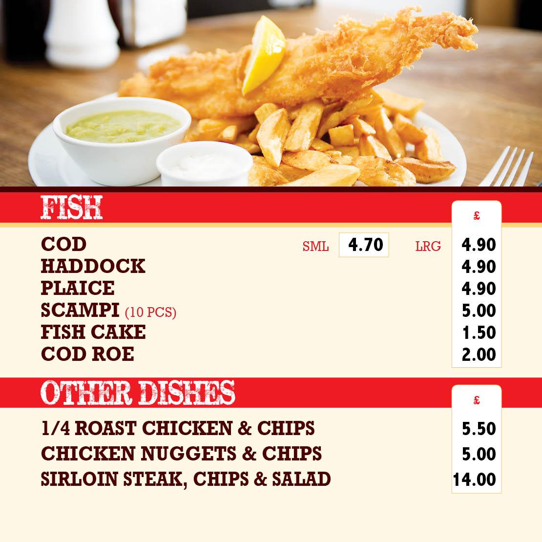 Menu at Battle Kebabs, Fish & Chips Cafe Restaurant, Battle, Unit 1