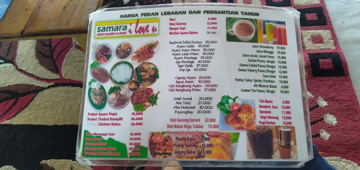Menu at Cafe I Love U, Lembang