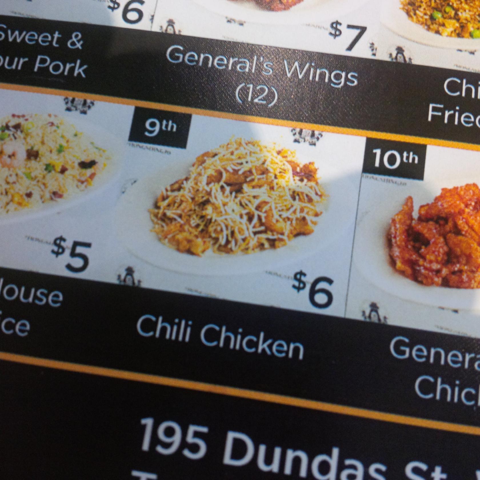Menu at Hong Shing Restaurant, Toronto
