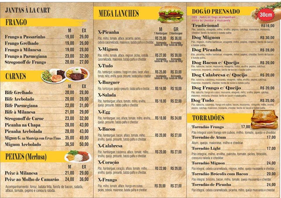 Menu em JS Fast Food, Balneário Camboriú, Rua Canelinha