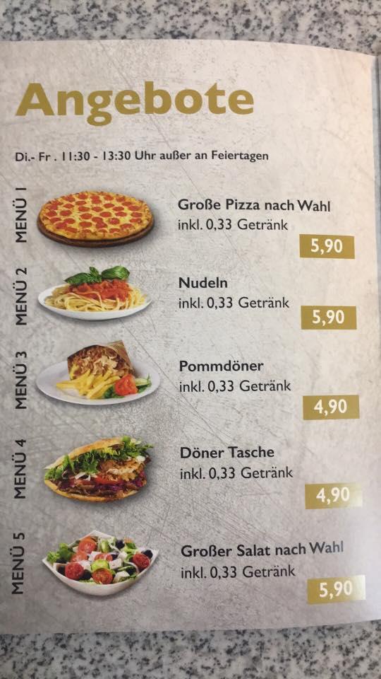 Menu at Pizza Hood, Gescher