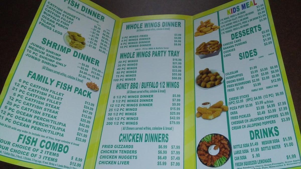 Menu at Shark’s Fish & Chicken restaurant, North Little Rock