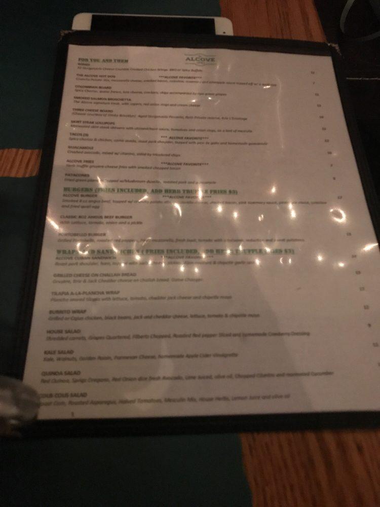 Menu at The Alcove pub & bar, New York City