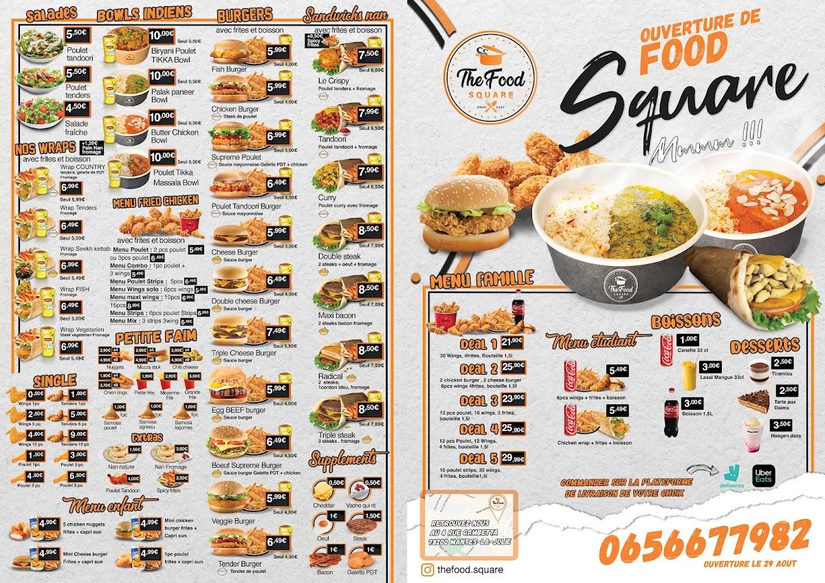Menu at The Food Square restaurant, Mantes-la-Jolie
