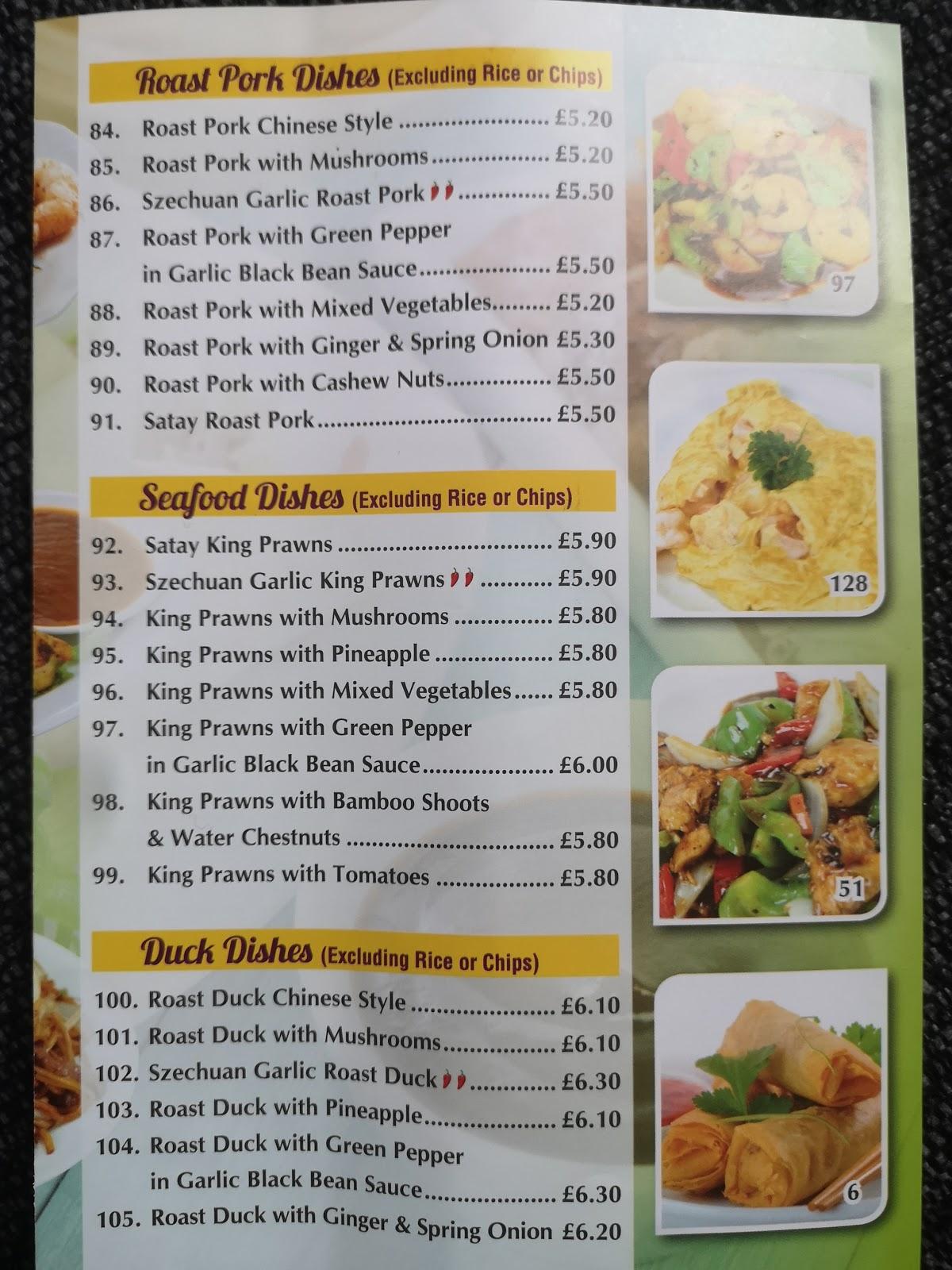 Menu at Golden House fast food, Clase