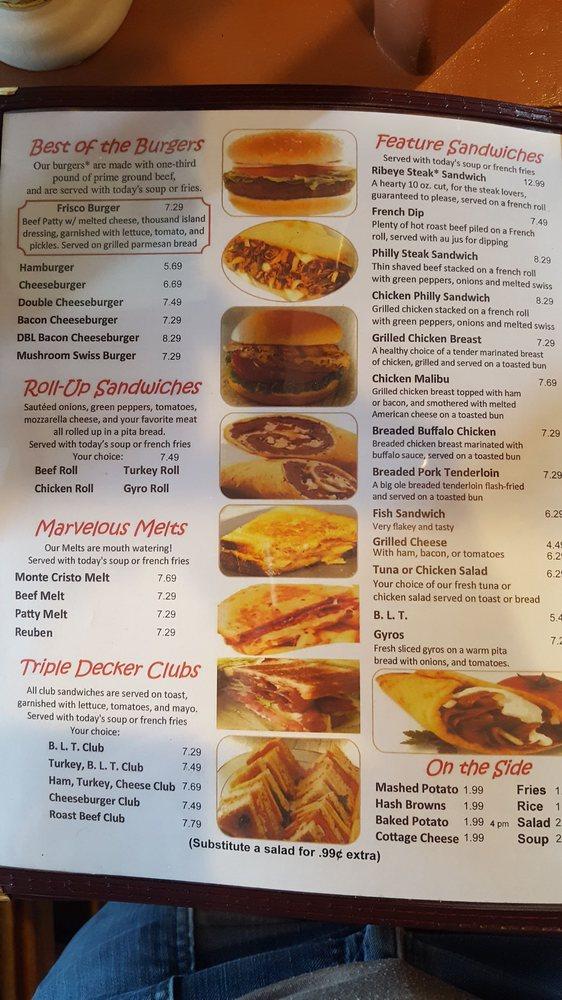 Menu at Diner 54 restaurant, Mexico