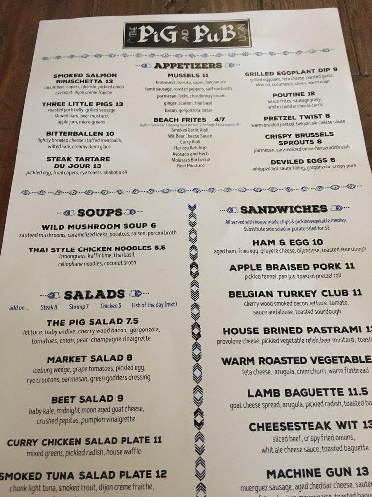 Menu at Pig & Publican, Lewes