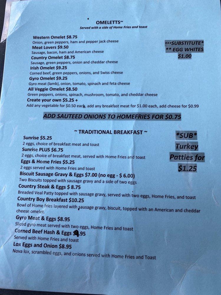Menu at The Village Diner restaurant, Orange