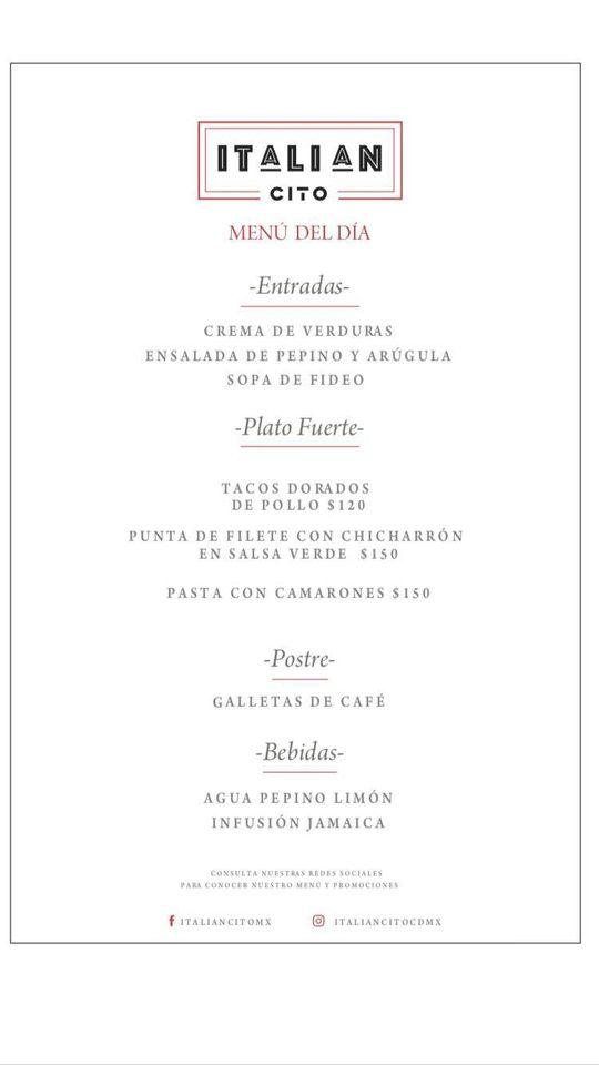 Carta del restaurante Cito, Ciudad López Mateos, Leibnitz 51 A