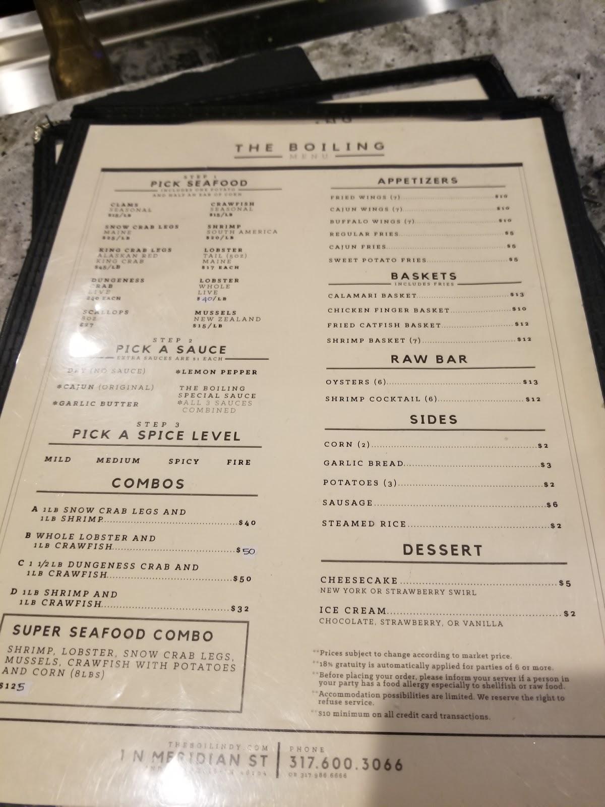 Menu at Crab 99 Bar and Restaurant, Indianapolis, 14 E Washington St