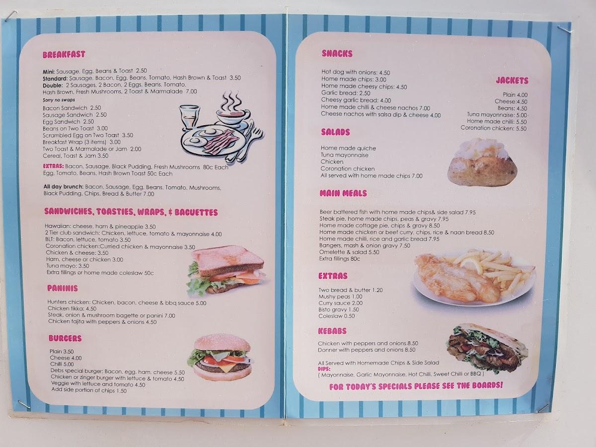 Menu at Deb's Diner cafe, Costa Teguise