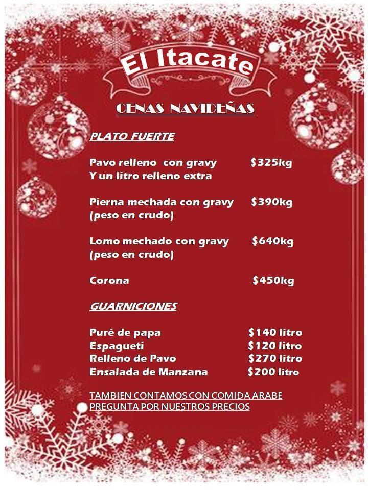 Menu at El Itacate restaurant, Torreón