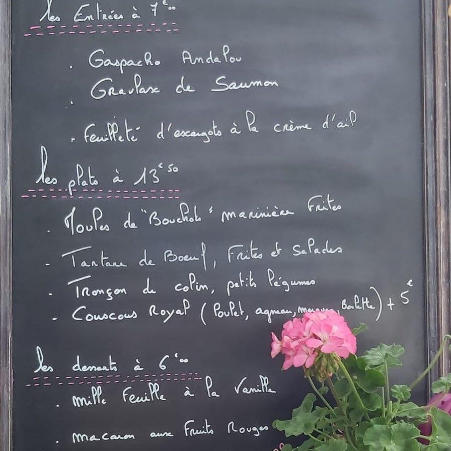 Menu at Le Moulin de la Galette restaurant, Paris