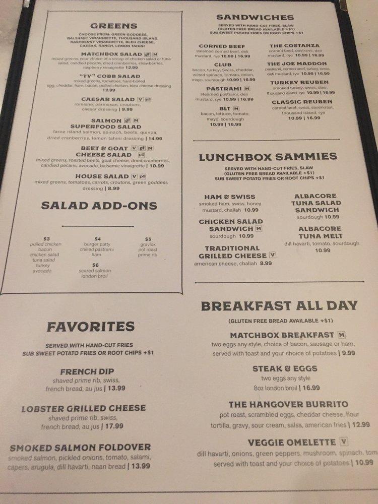 Menu at Matchbox Diner & Drinks Eastown cafe, Grand Rapids