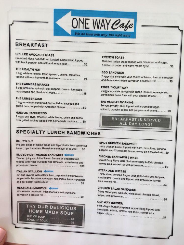Menu at One Way Cafe, North Palm Beach