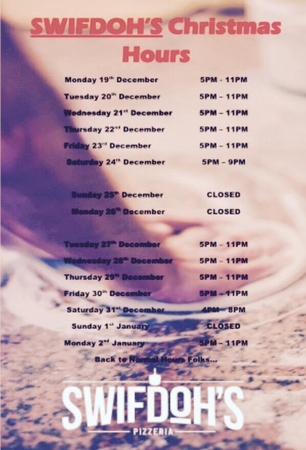 Menu at Swifdohs cafe, Dromore