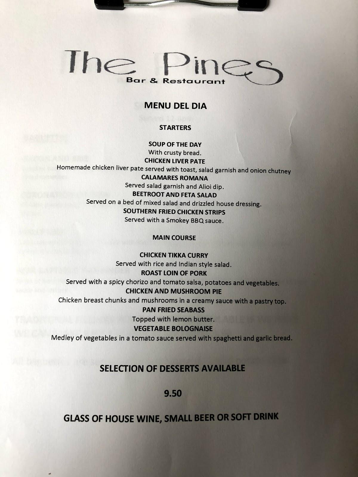 Menu at Restaurante The Pines, Benijófar