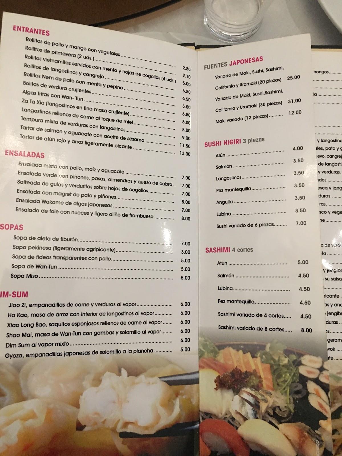 Menu at Restaurante Fulitu, Madrid