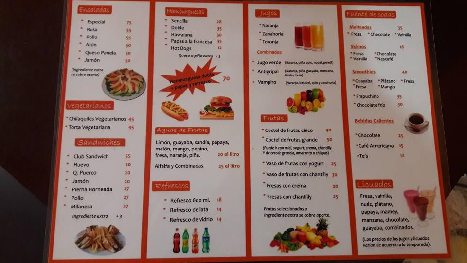 Menu at Ricas Tortas restaurant, Mexico City, C. Gardenias MZ30 LT17