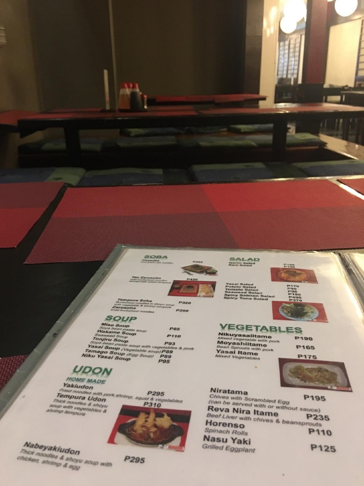 Menu at Isshin restaurant, Makati, Antonio Arnaiz Ave
