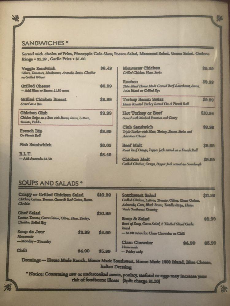 Menu at Judy's Junction restaurant, Upper Lake, 375 E Hwy 20