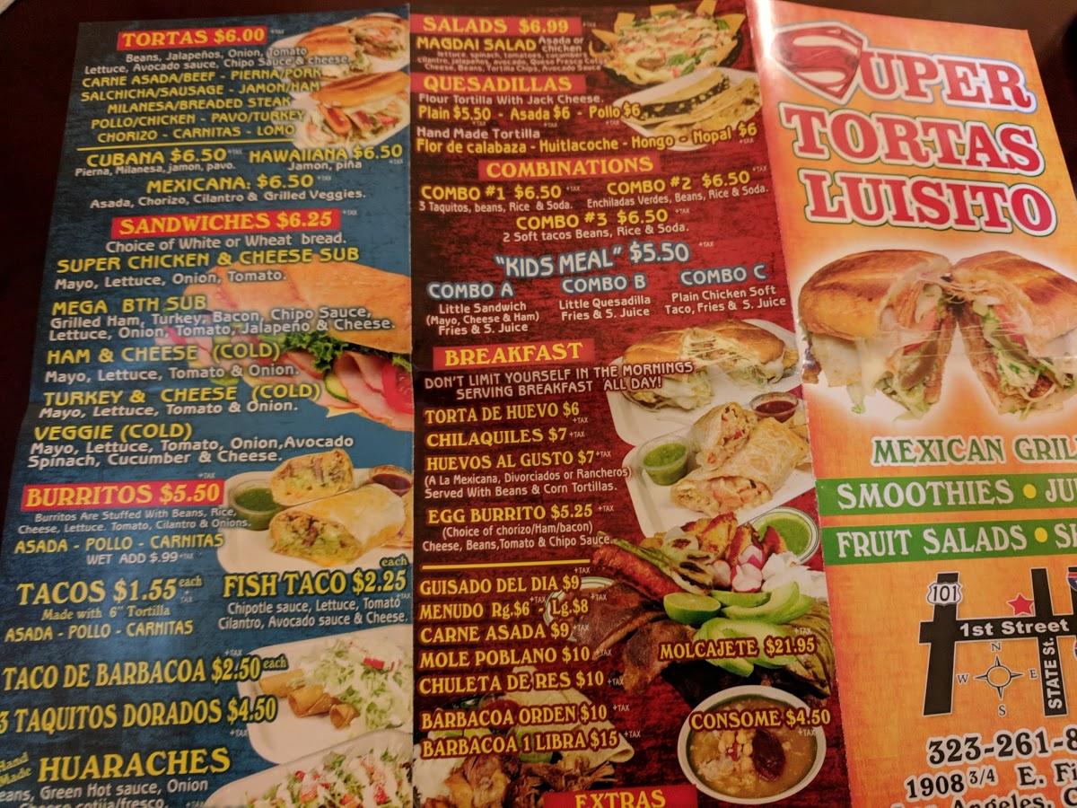 Menu at L.A. Super Torta pub & bar, Los Angeles, E 1st St