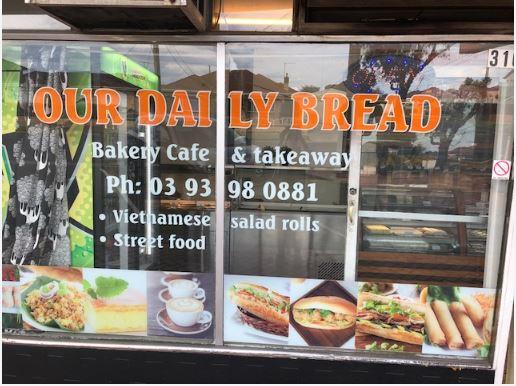 Menu at Our Daily Bread, Altona North