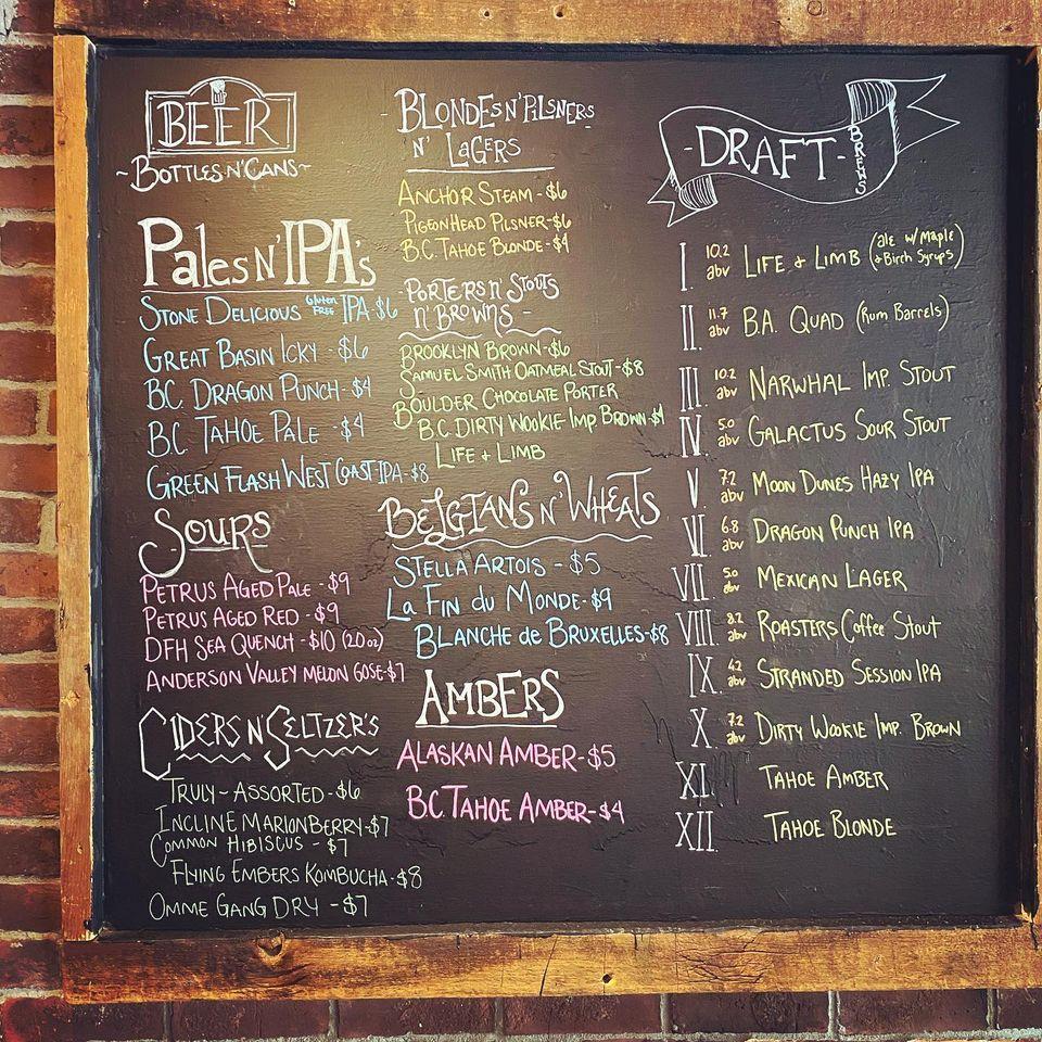 Menu at Sierra Tap House pub & bar, Reno