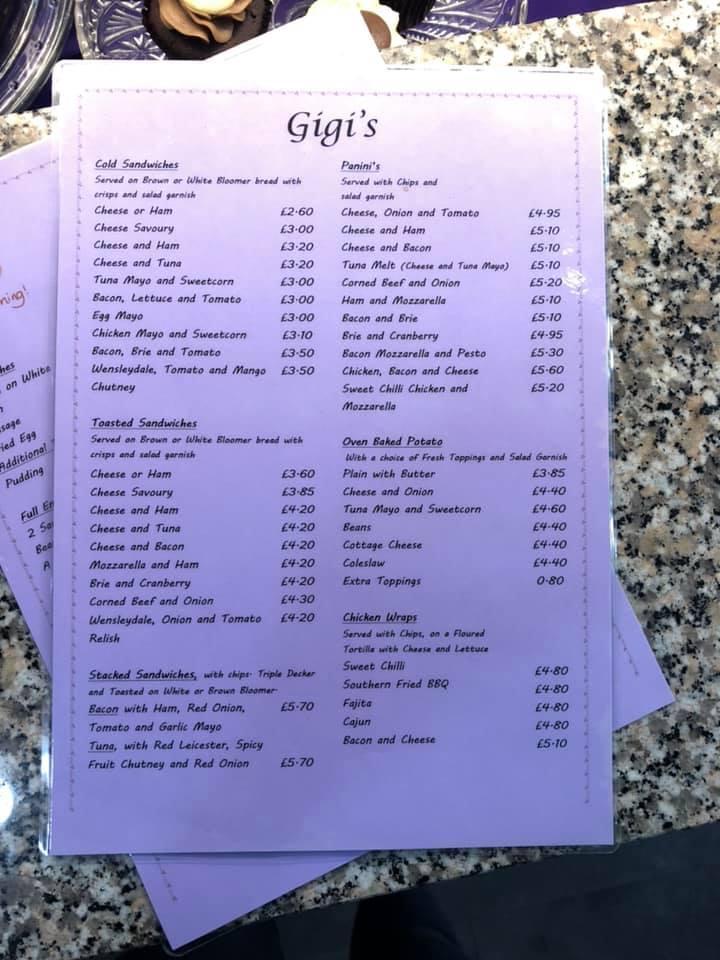 Menu at Clay Cafe, Spennymoor