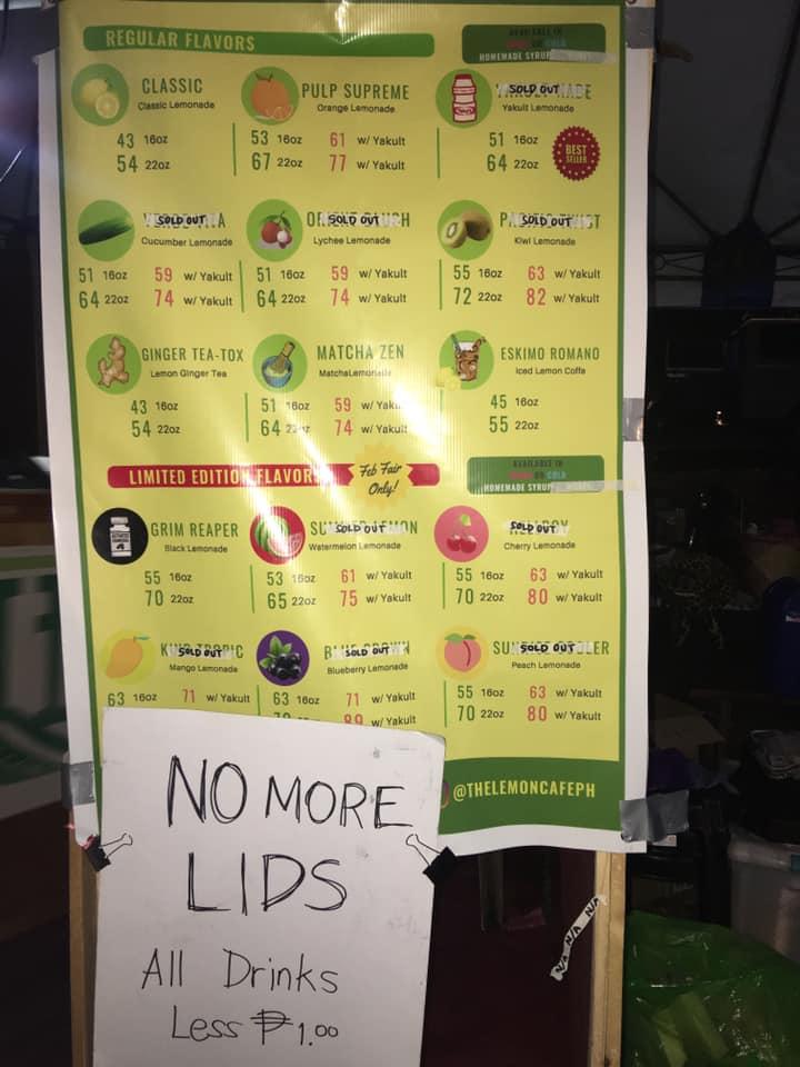 Menu at Lemon Seed cafe, Los Baños