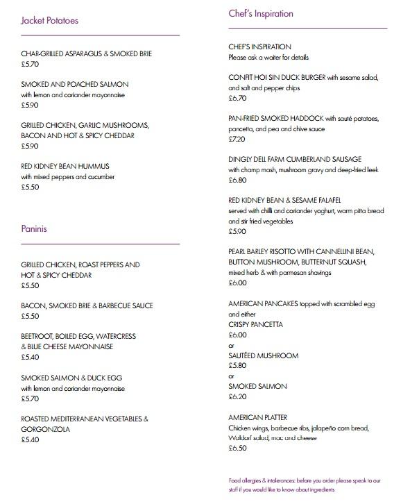 Menu at Stalls Café Bar, Manchester