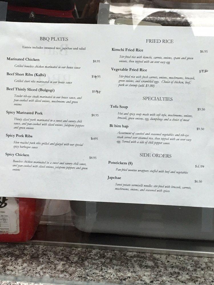 Menu at Bart Grocery, Daly City